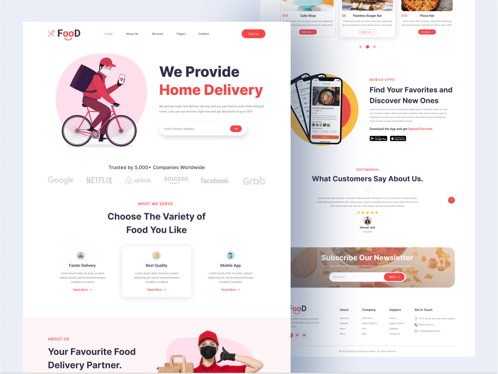 Food Delivery Landing Page by Dipok Sutradhar on Dribbble