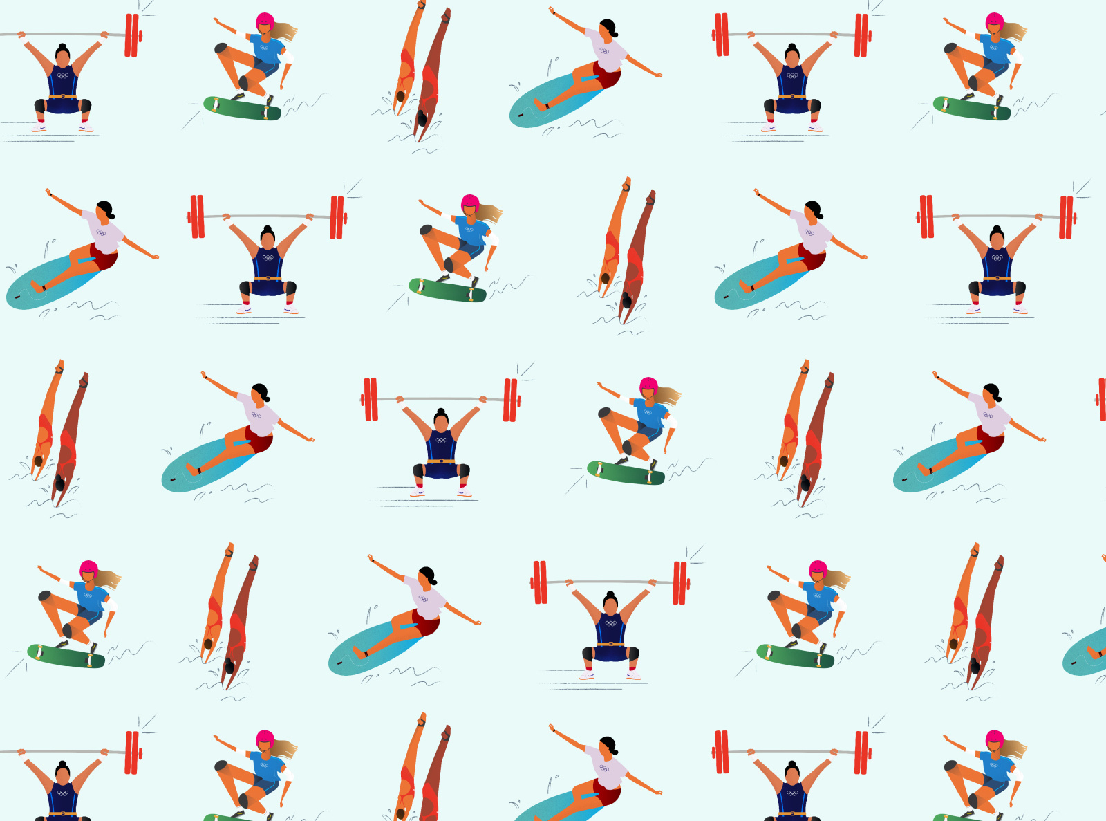 2020 Tokyo Olympics - Female Athletes Pattern by Emily Ray on Dribbble