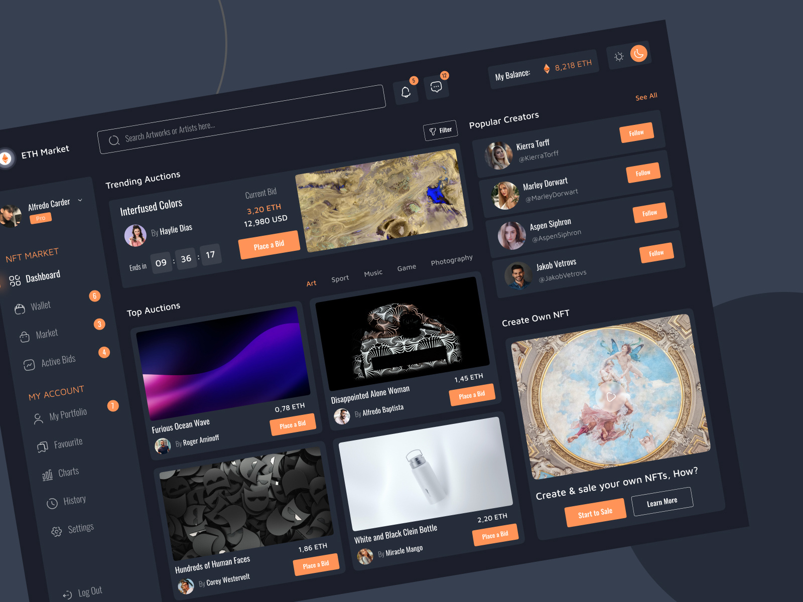 NFT Dashboard by Amirhossein Rahmani for Bolddreams on Dribbble