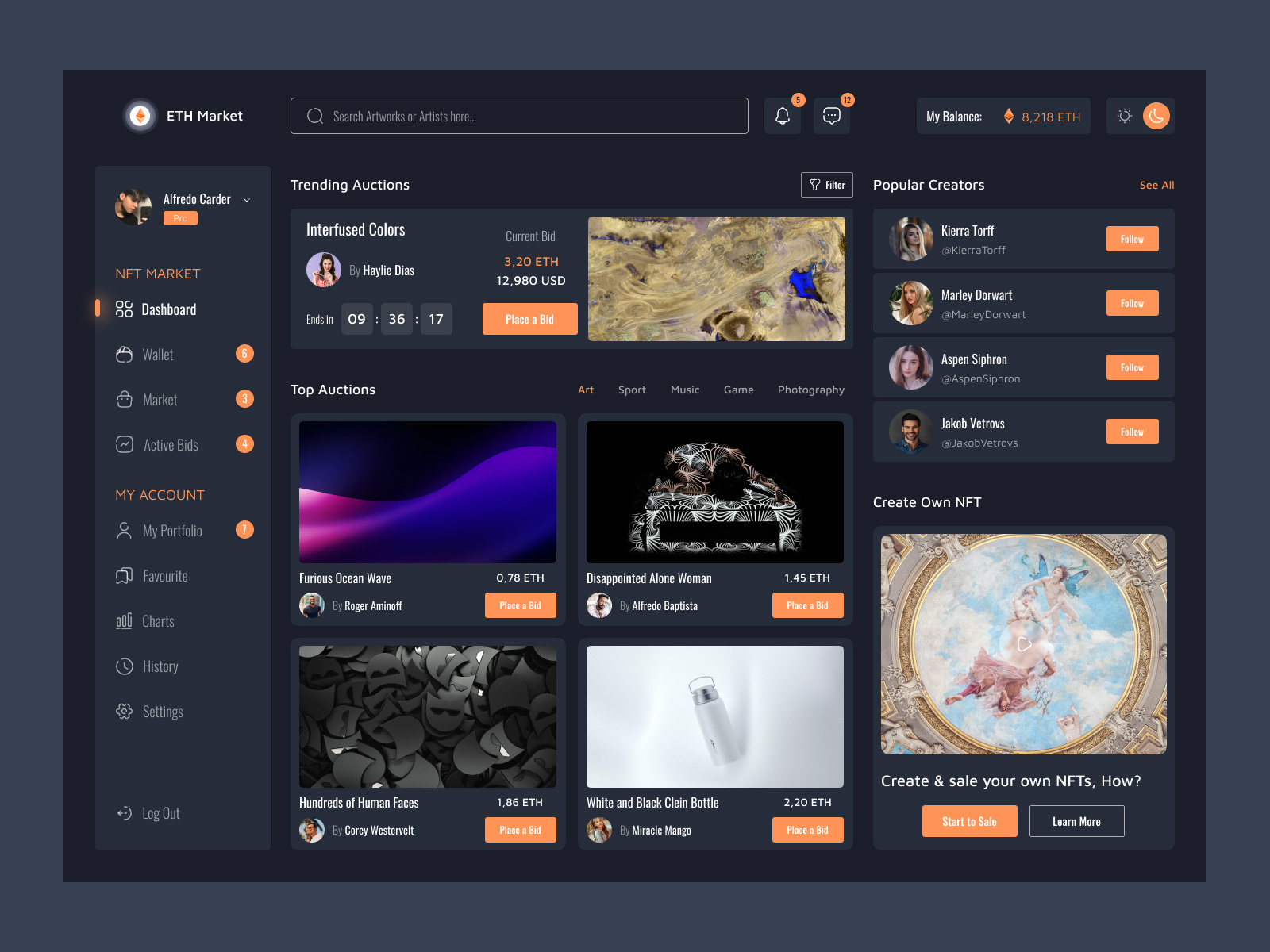 NFT Dashboard by Amirhossein Rahmani for Bolddreams on Dribbble