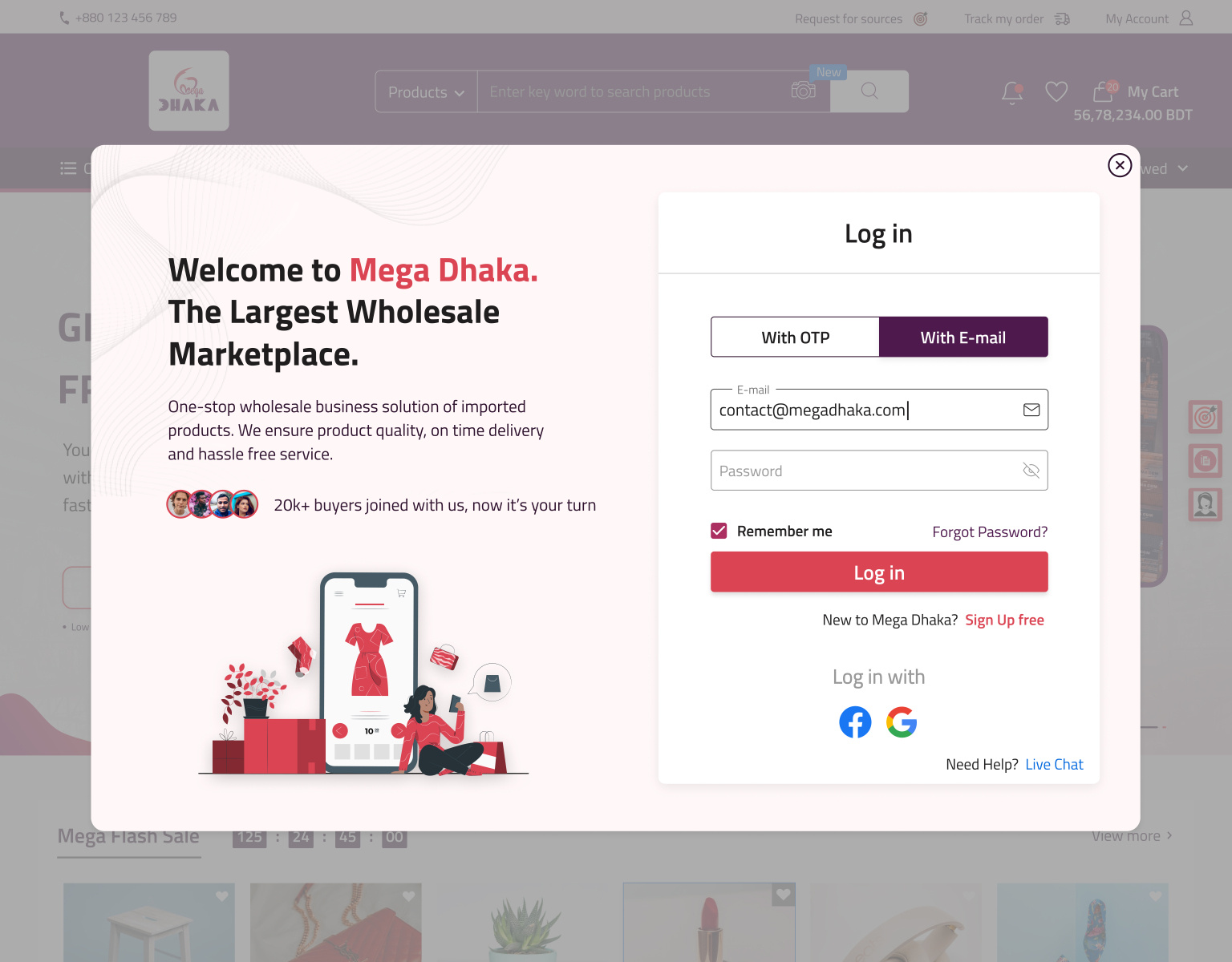 Login Pop-up for an E-commerce Website Design. B2B ecommerce UX by Md ...