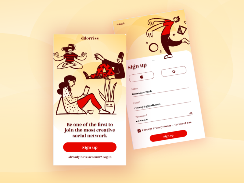 Sign up page by Eva on Dribbble