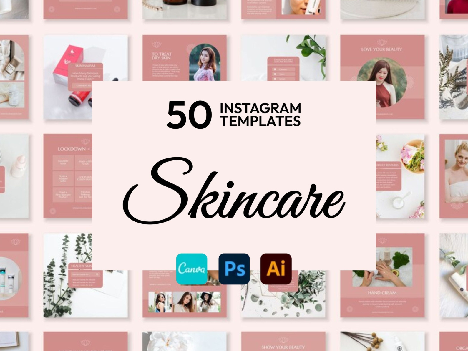 Skincare Pink IG | CANVA-PS-AI by Creative Digital STD on Dribbble
