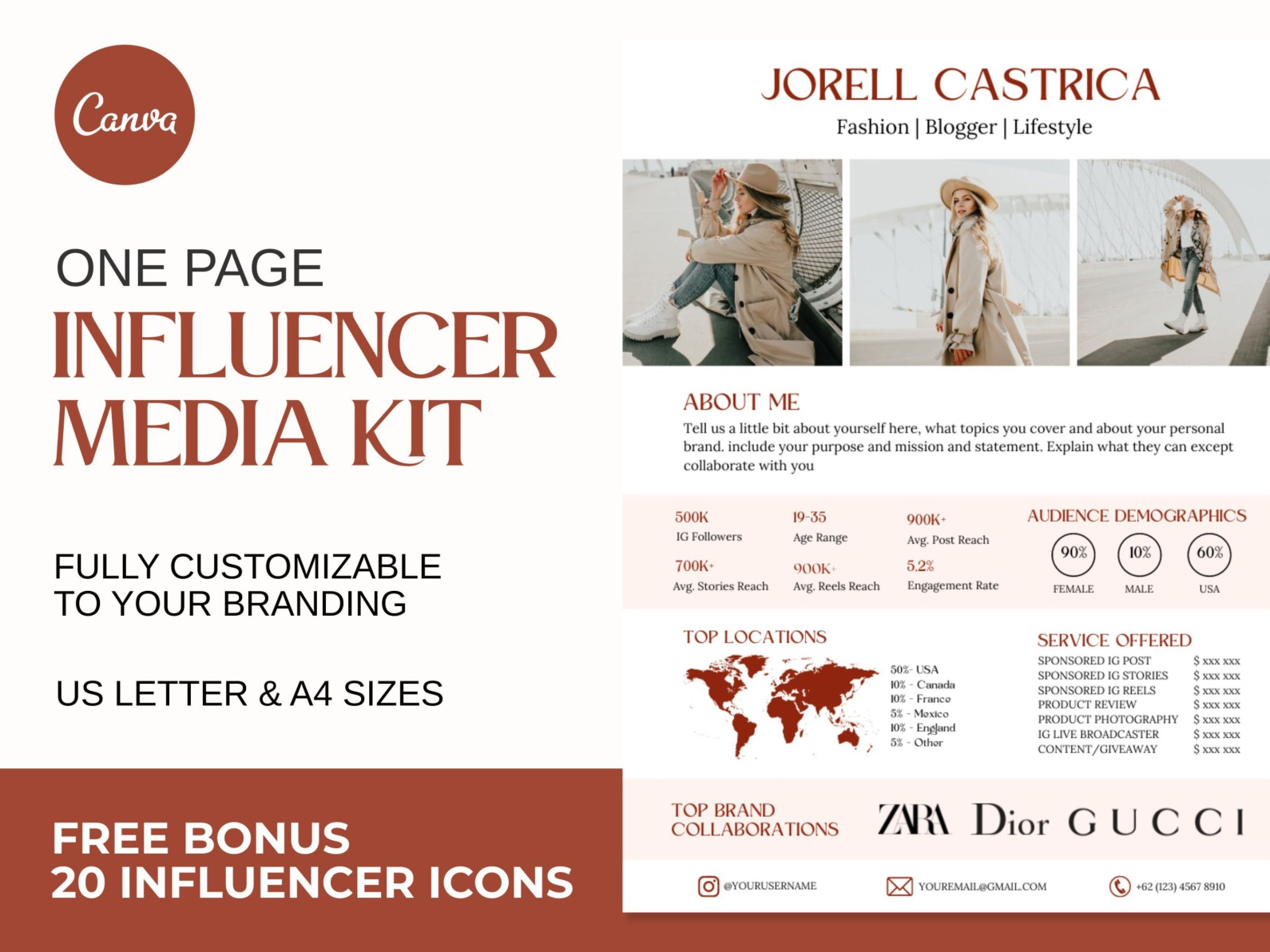 Influencer Media Kit | CANVA by Creative Digital STD on Dribbble