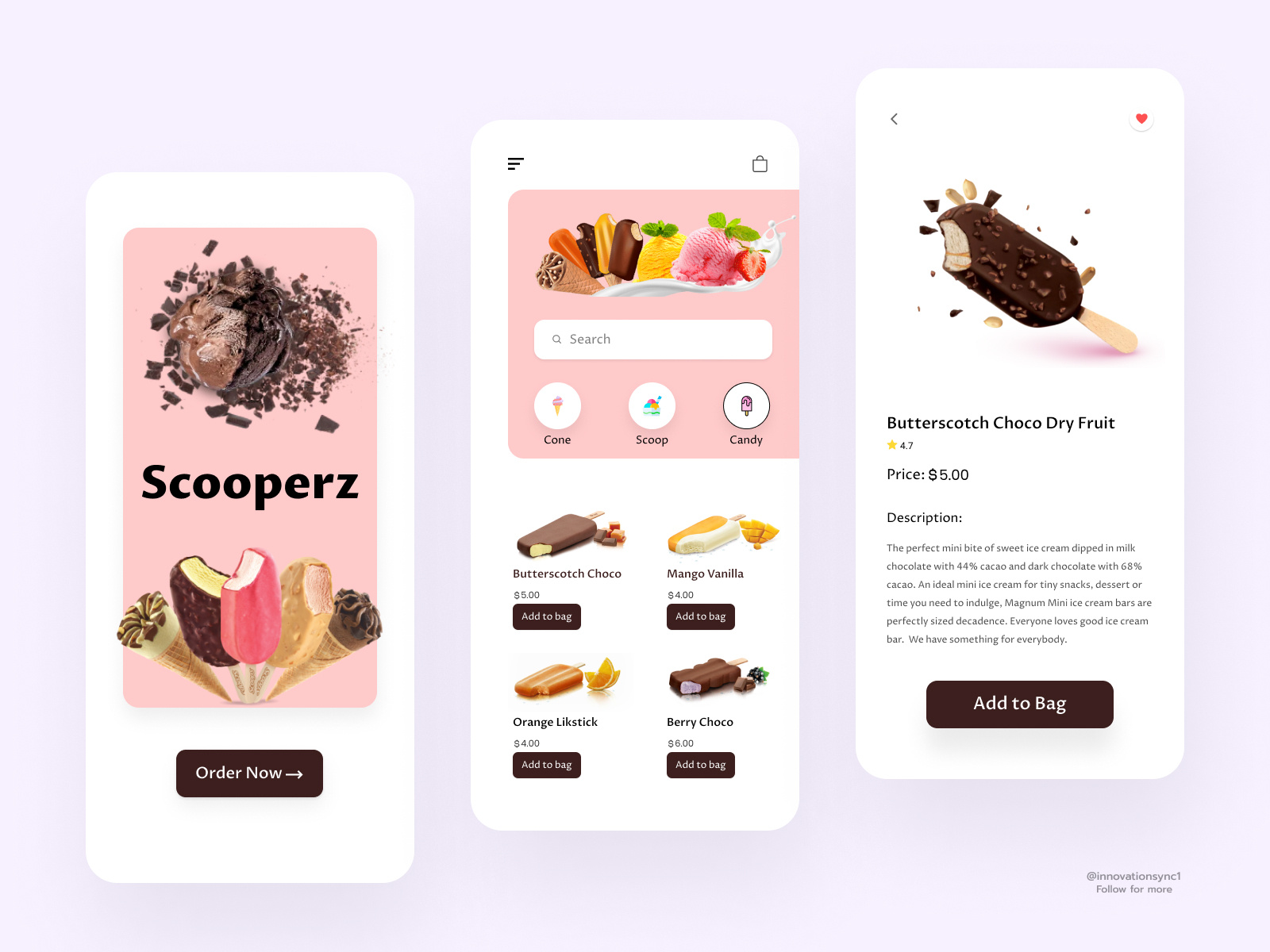 Ice Cream App Design by InnovationSync on Dribbble