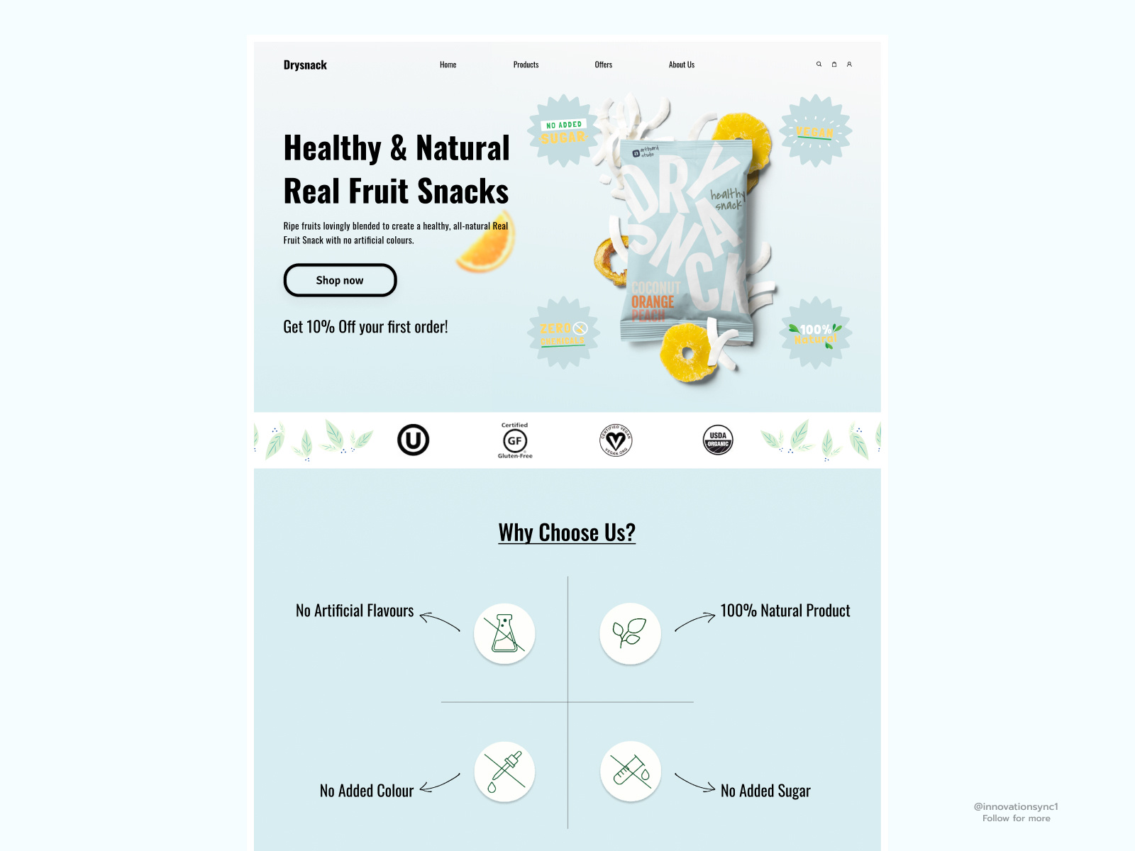 Healthy Snacks Website by InnovationSync on Dribbble