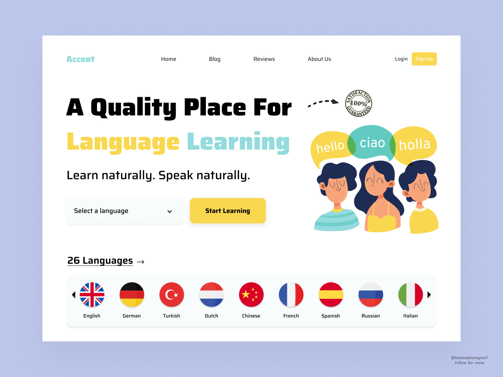 Language Learning Website by InnovationSync on Dribbble