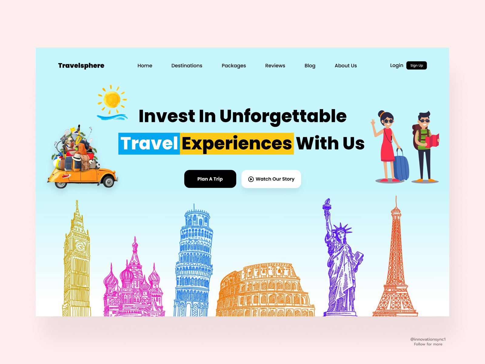 Travel Website Header by InnovationSync on Dribbble