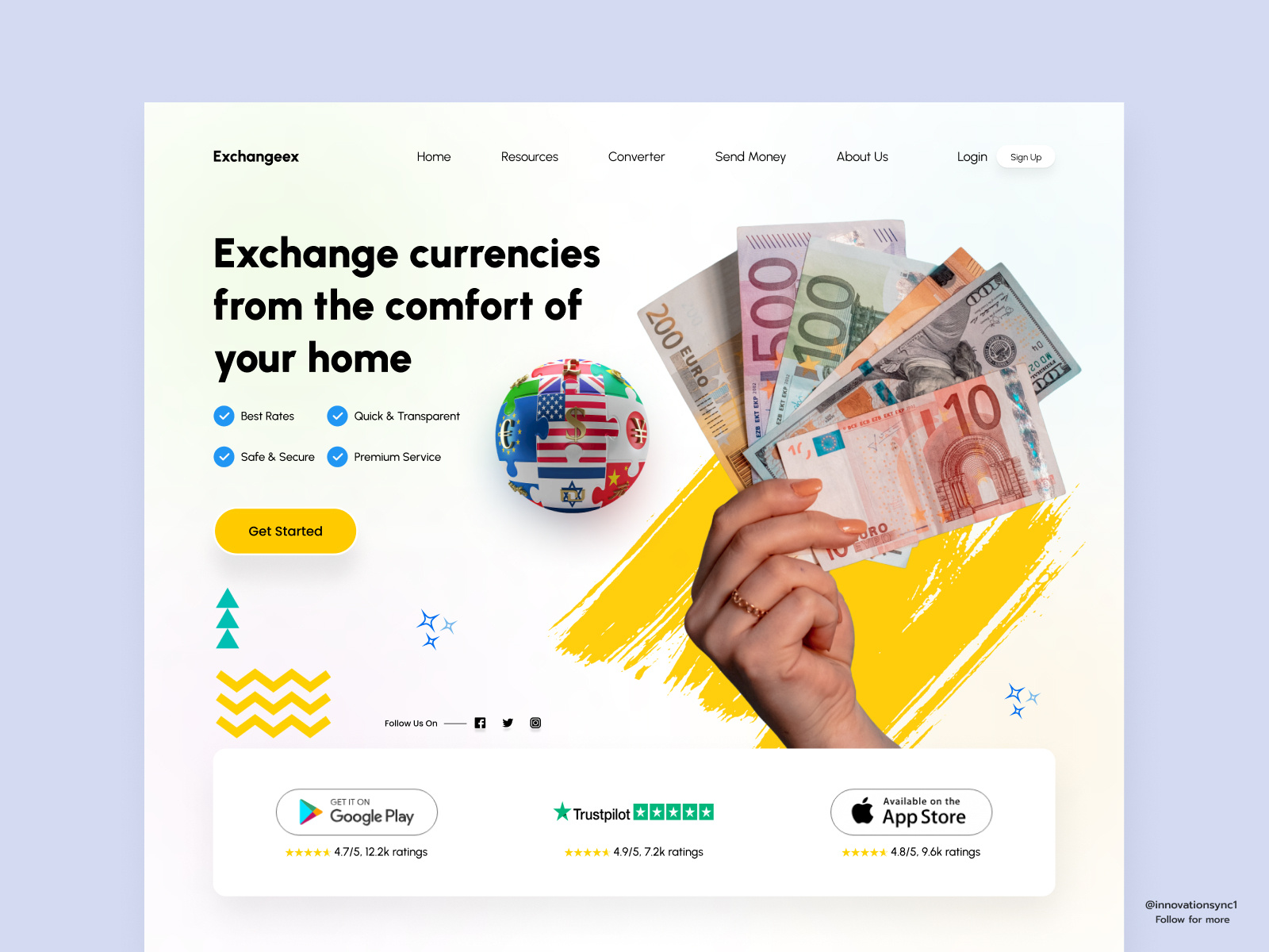 Currency Exchange Website by InnovationSync on Dribbble