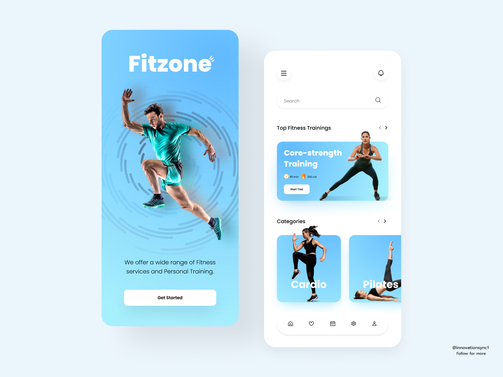 Fitness App Design by InnovationSync on Dribbble