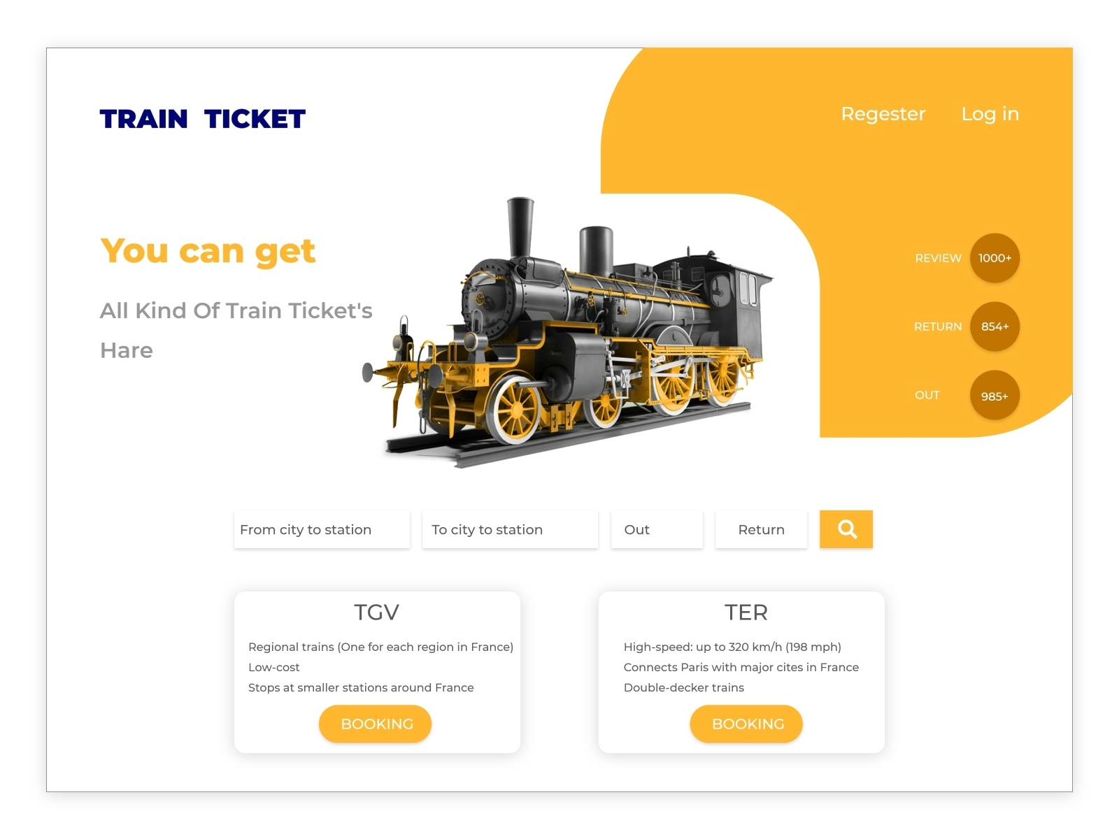 train ticket website landing page design in adobe xd by Md Anik on Dribbble