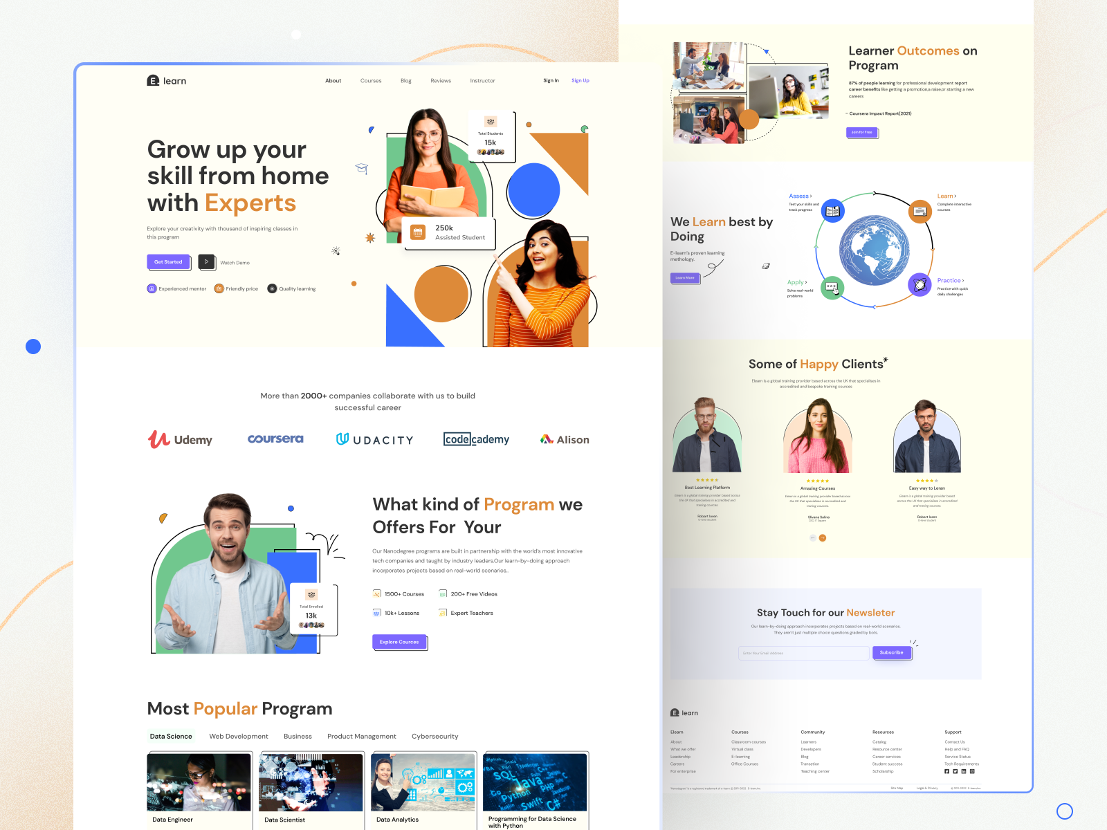 E-learning landing page by Akikul Haque on Dribbble