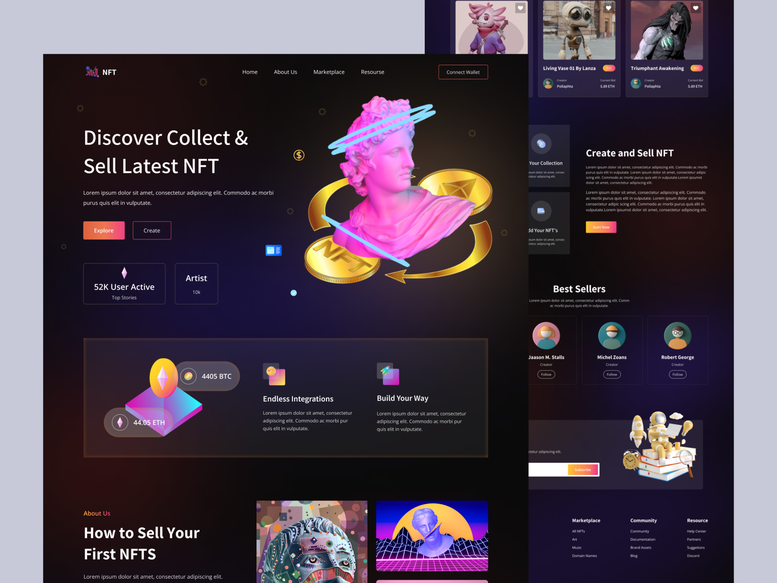 NFT Marketplace Website Design by Mukter Hossain for Dude Shape on Dribbble