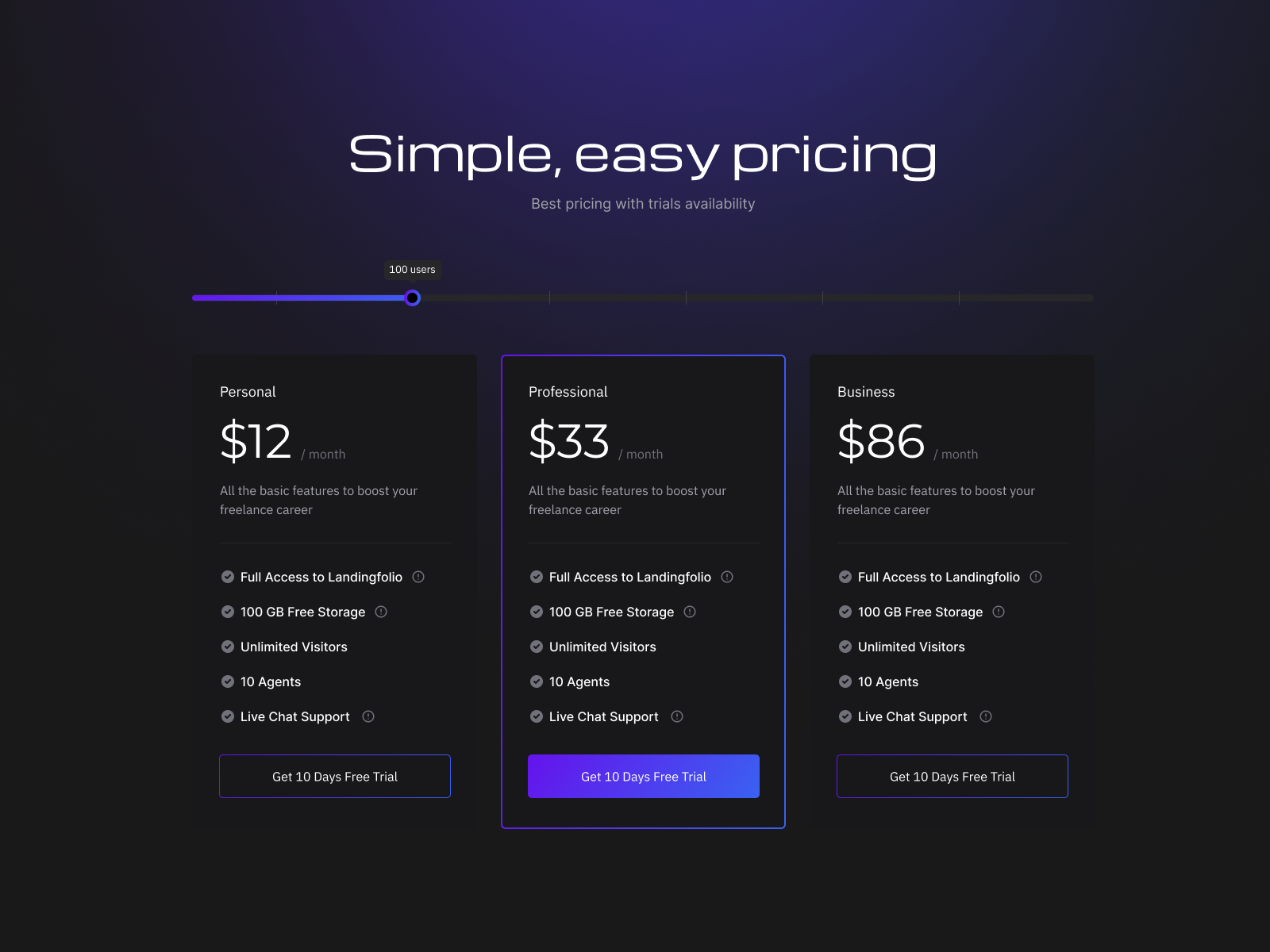 Pricing Page by Ayodele on Dribbble