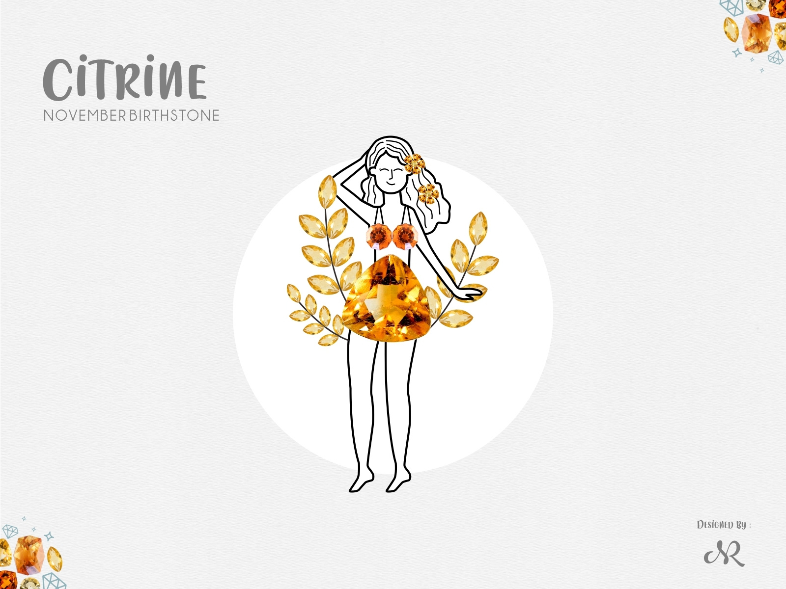 Citrine - November Birthstone Character by Nelly Rosaline on Dribbble