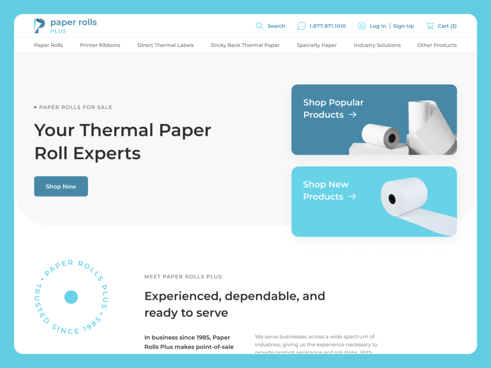 Paper Rolls Plus - Web Design - Branding by Lifted Logic on Dribbble