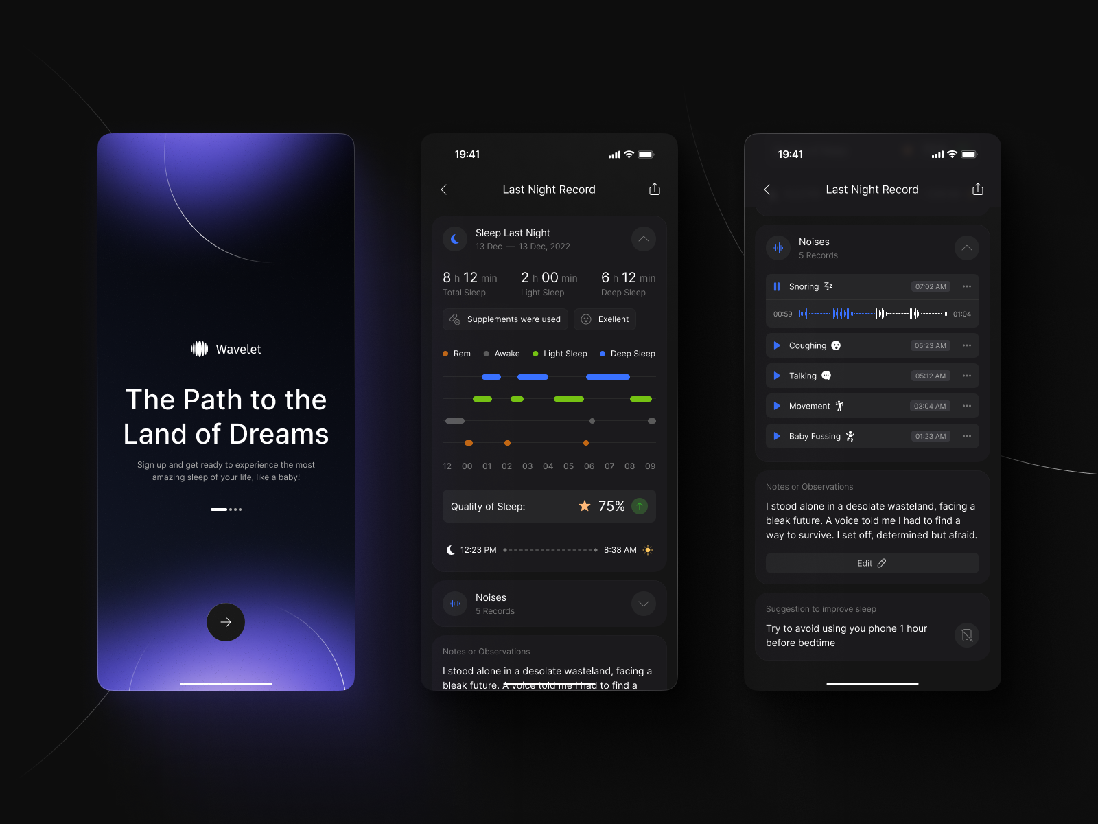 Wavelet — Sleep tracking mobile app by Vlad Yaschenkov on Dribbble