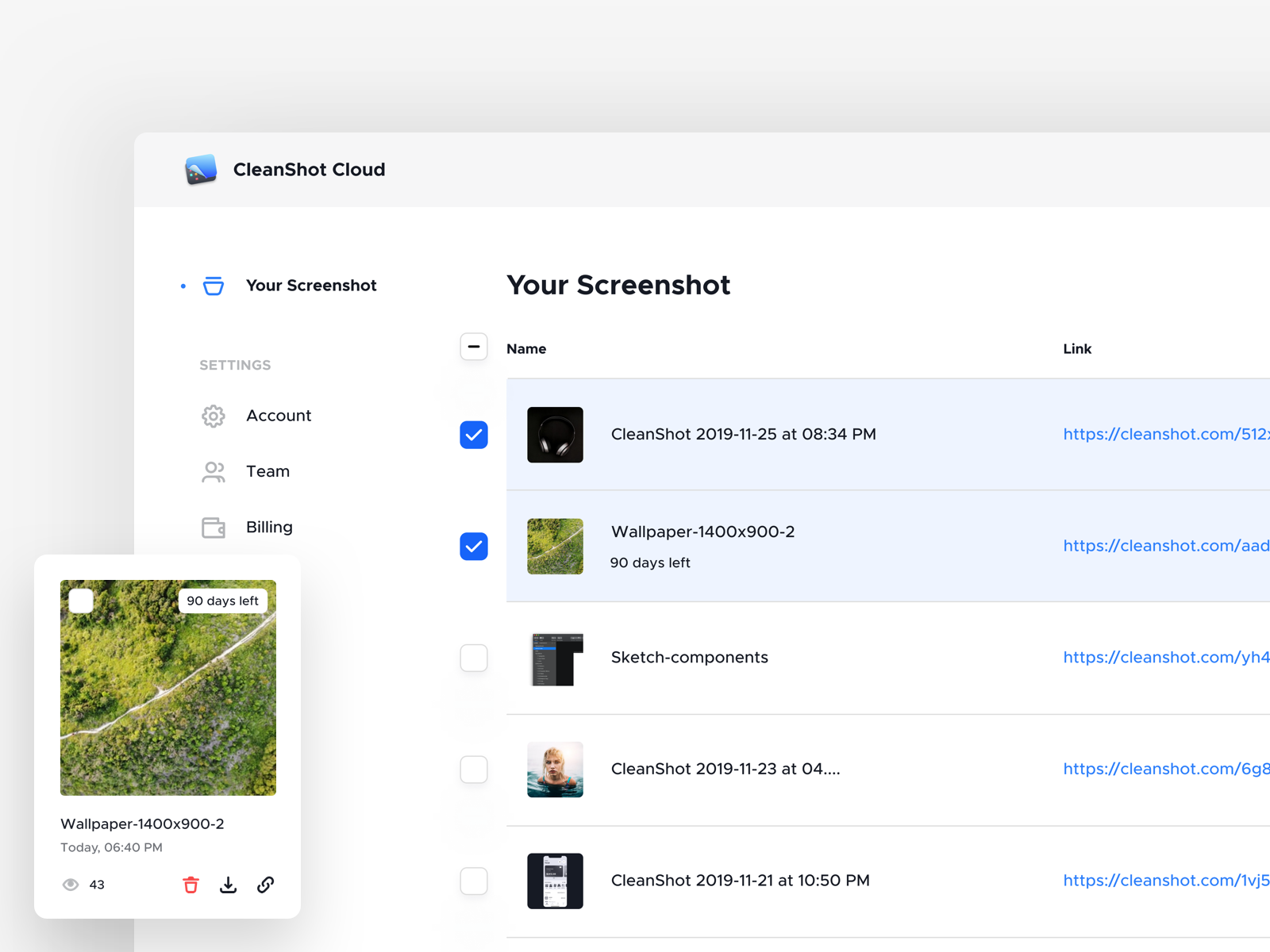 CleanShot Cloud - Dashboard by Patryk Ilnicki on Dribbble