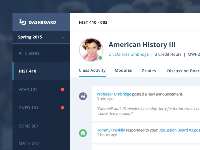 Student Dashboard - LMS by Zack Schultz on Dribbble