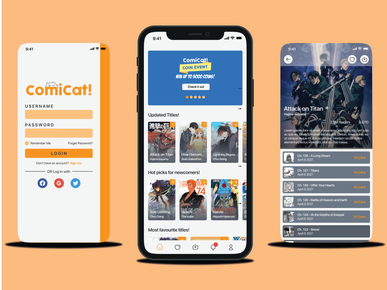 ComiCat! - comic reading application by Marche Lee on Dribbble