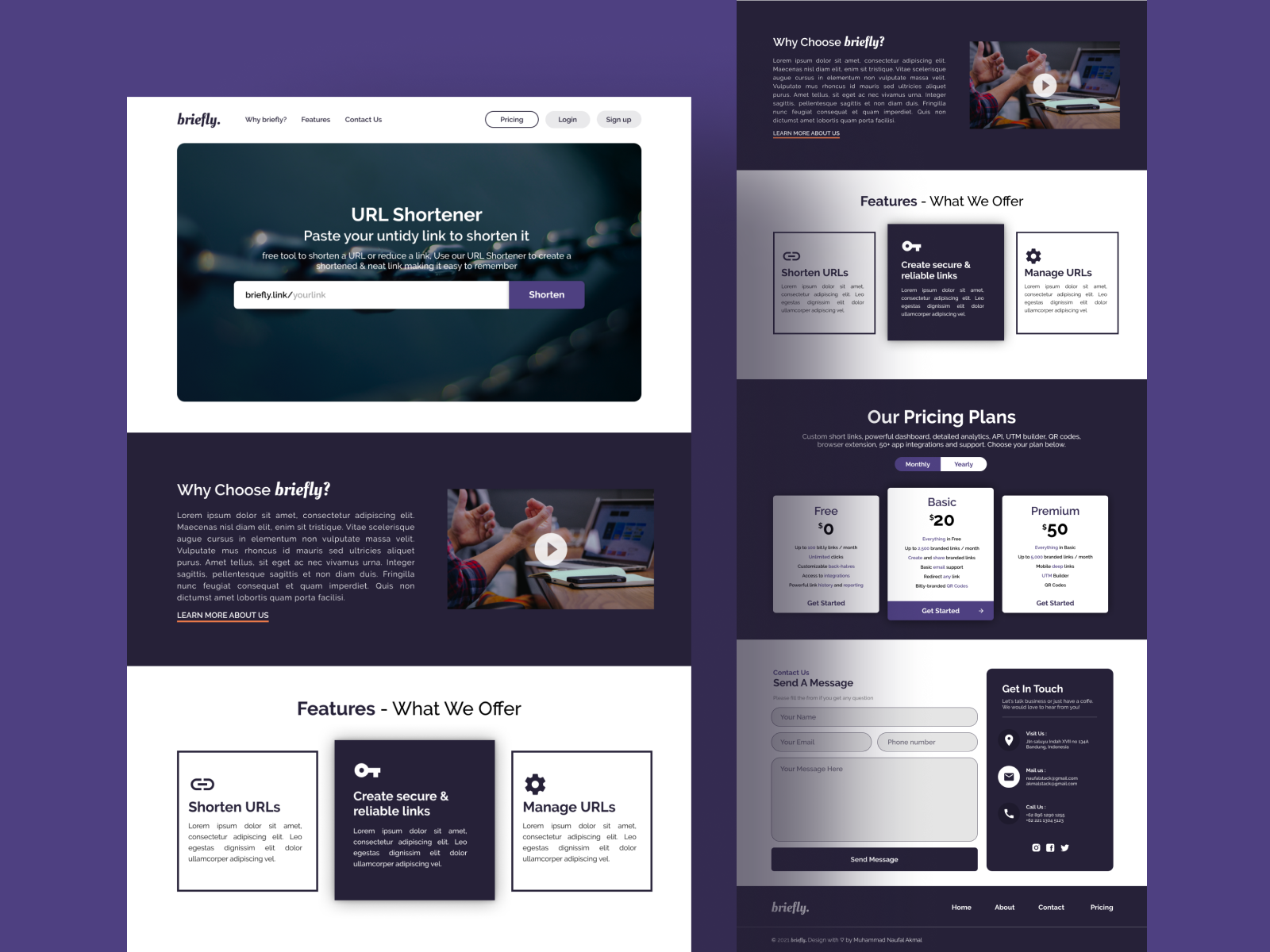 Landing page URL Shortener by Naufal Akmal on Dribbble