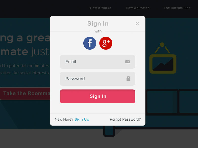 Login Modal by Maigen Berg on Dribbble