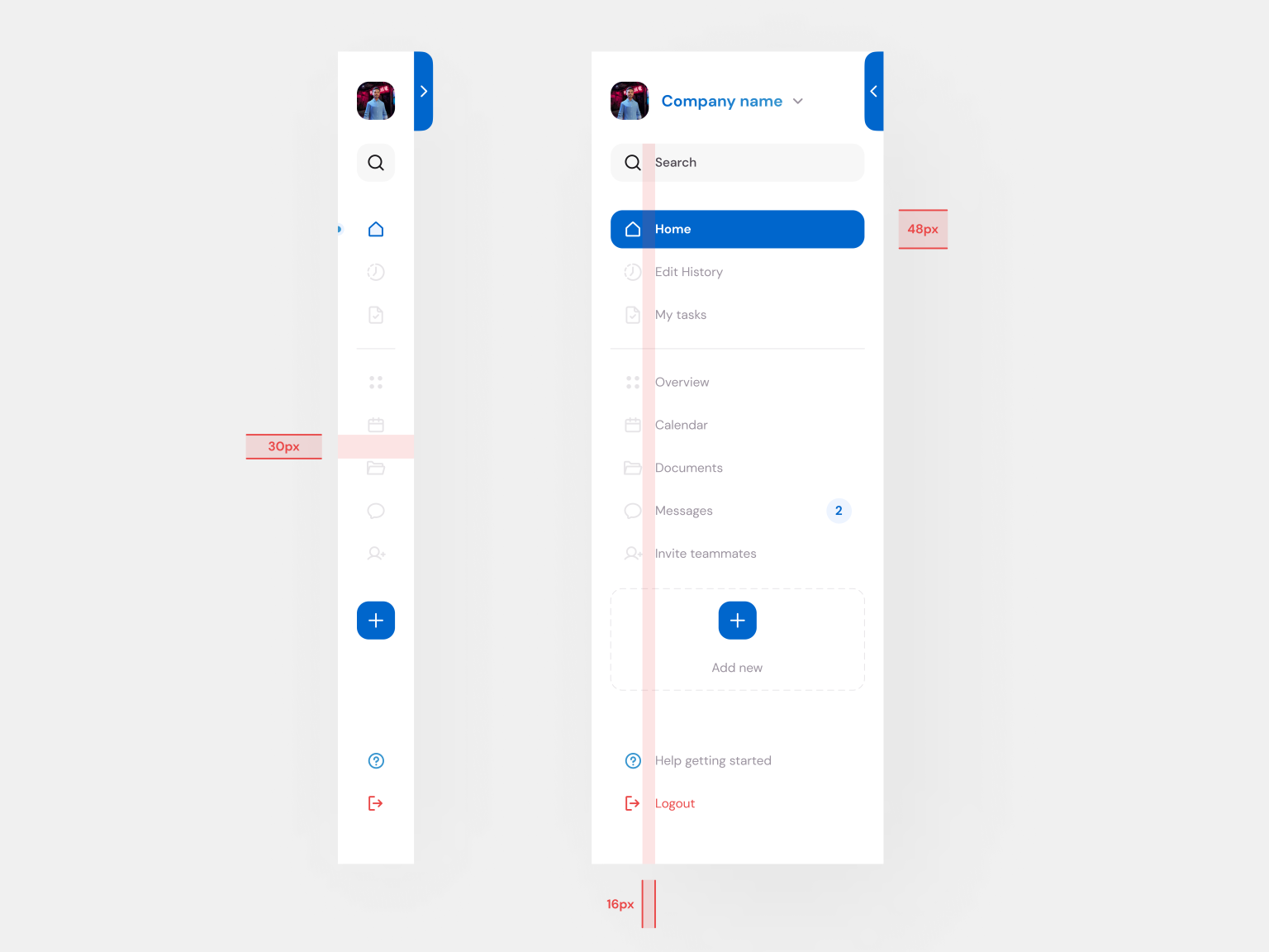 Side menu (dimensions) by Tejas Athare on Dribbble