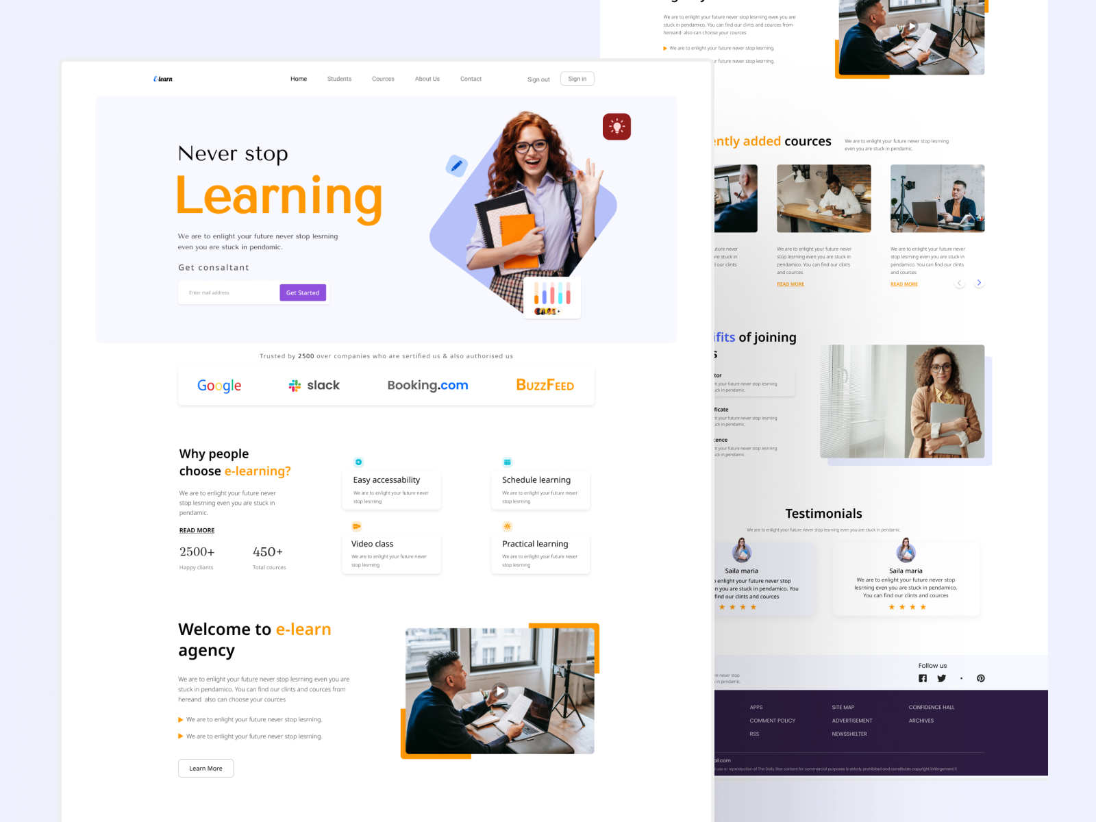 E-learning landing page by Mishu on Dribbble