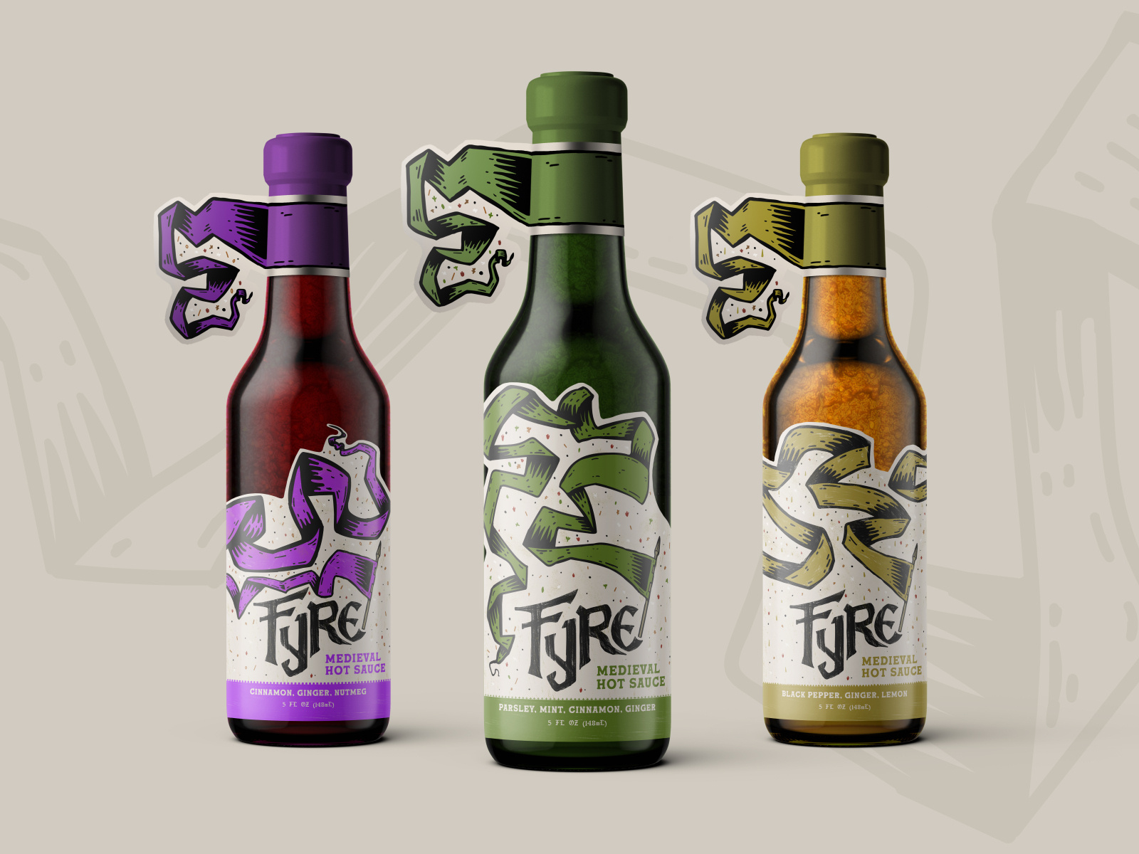 Fyre: Medieval Hot Sauce - Packaging by Andrew Gray on Dribbble