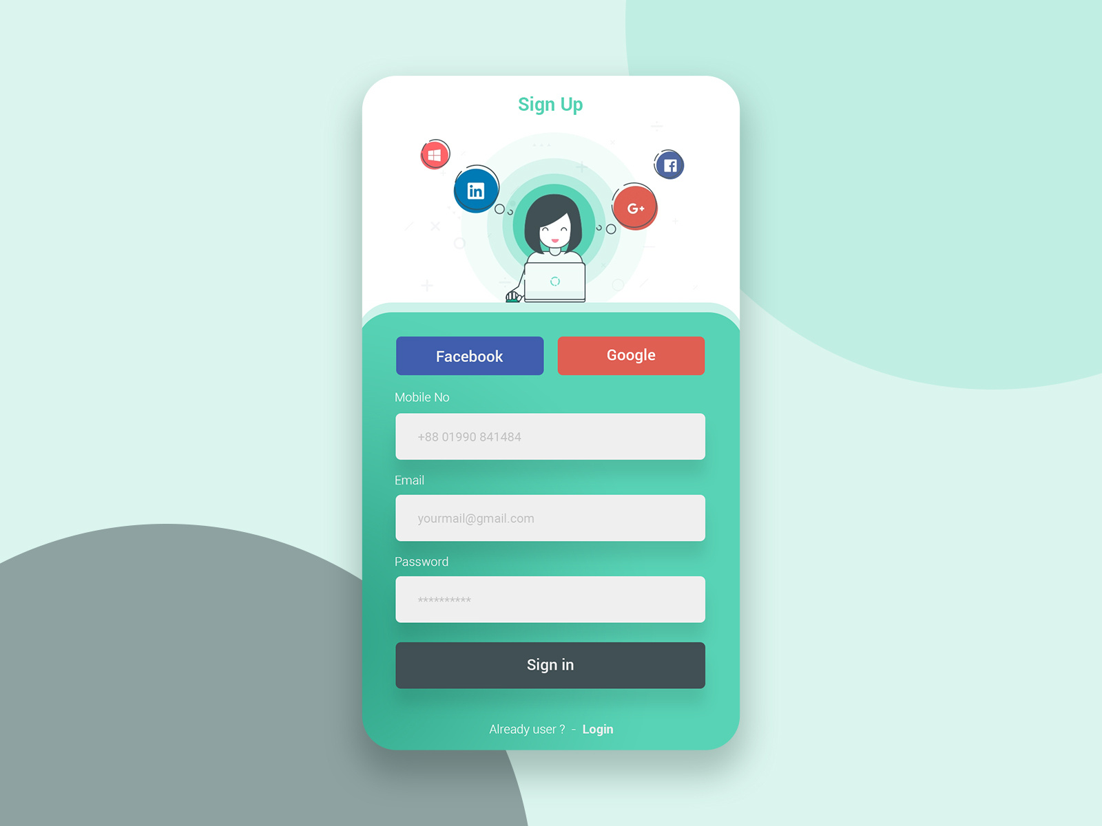 Mobile app UI/UX | Sign up page Design by Hasib Imtiaz on Dribbble