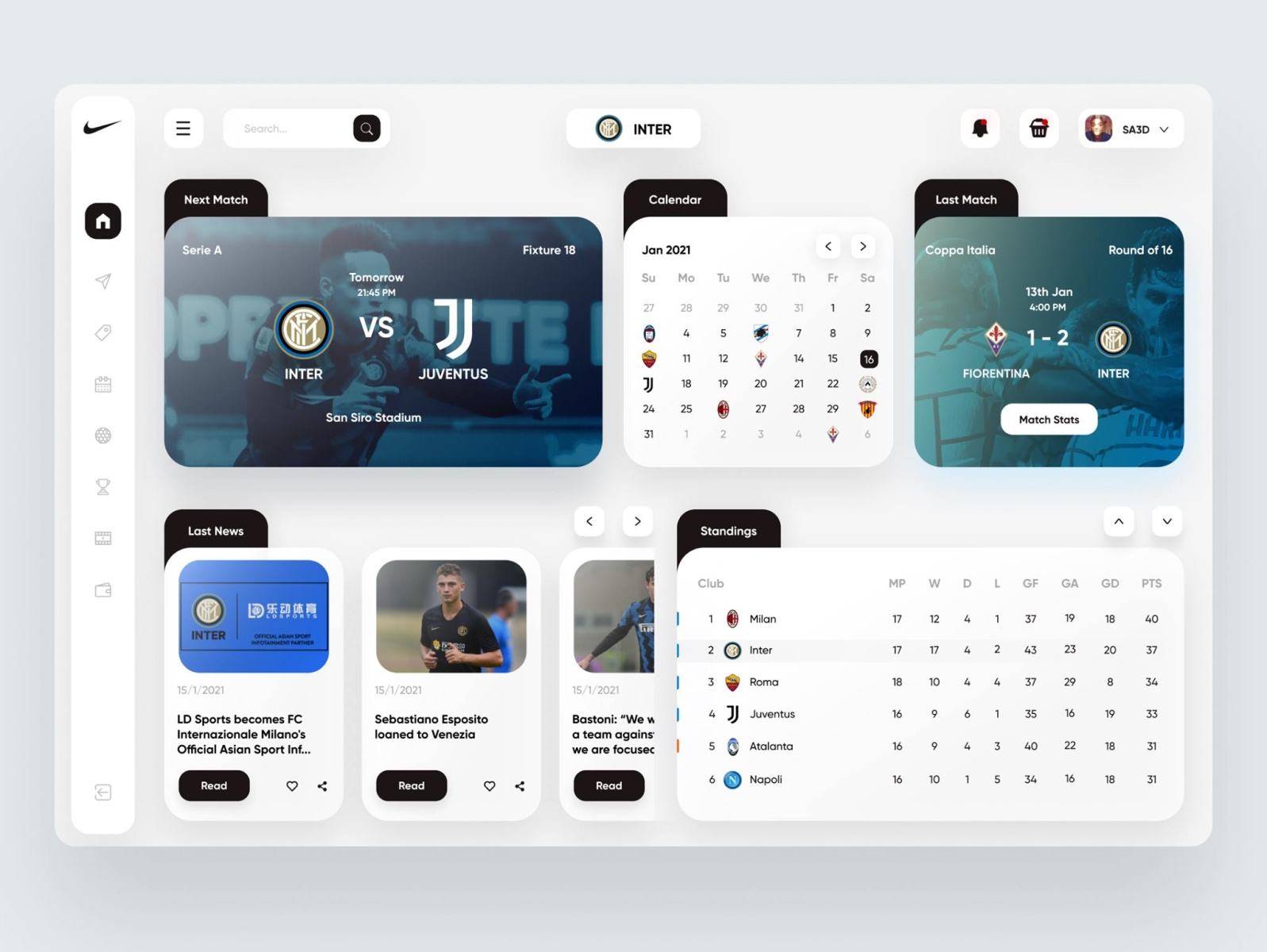UI Design for Web App - Sport Club by Ahmed Saad on Dribbble