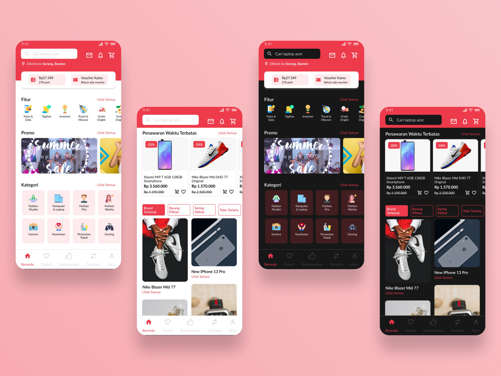 E-commerce Mobile App in Light Mode and Dark Mode by Daru Anugerah ...