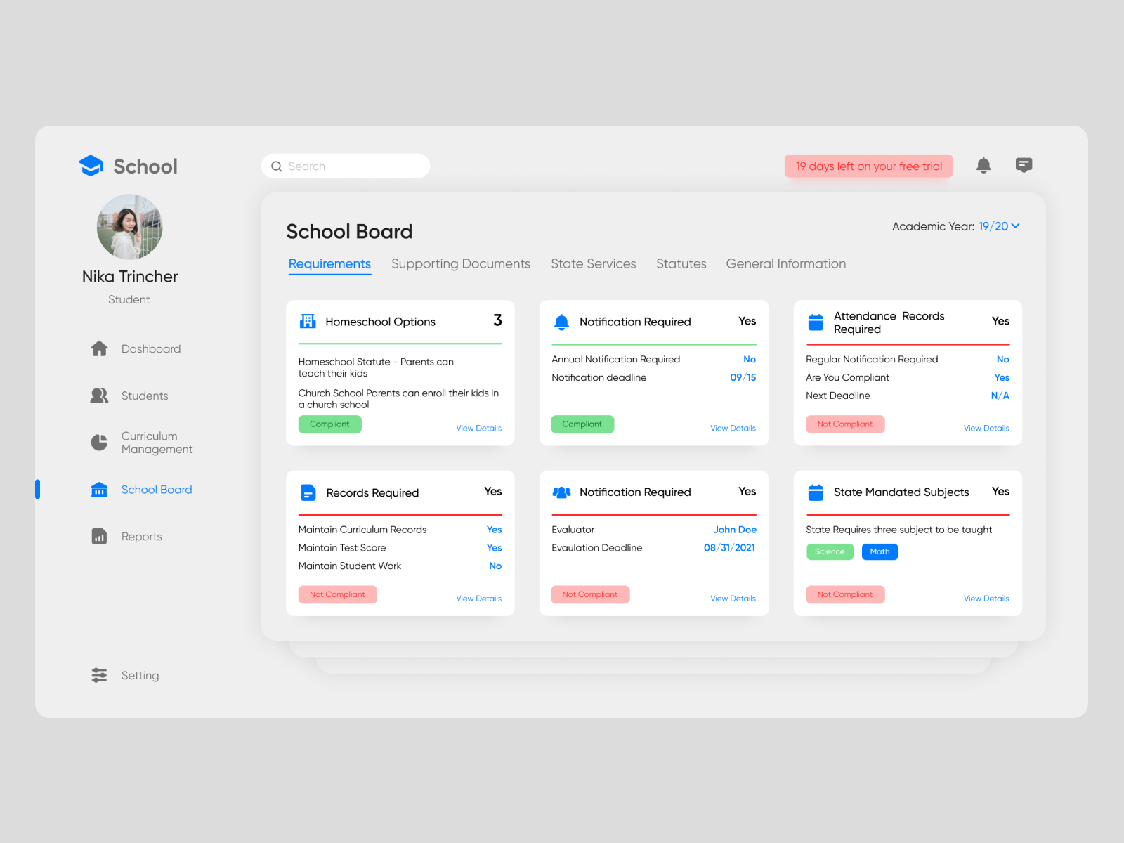 School Dashboard Design by Aleksey Matsak on Dribbble