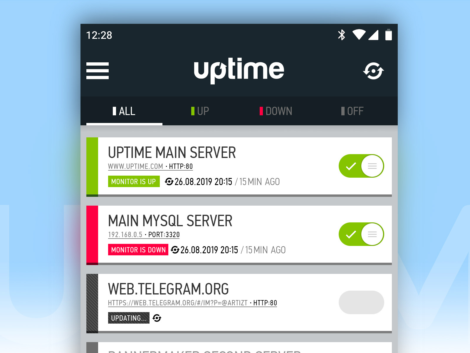 Service uptime app design by Art⚡Ion on Dribbble