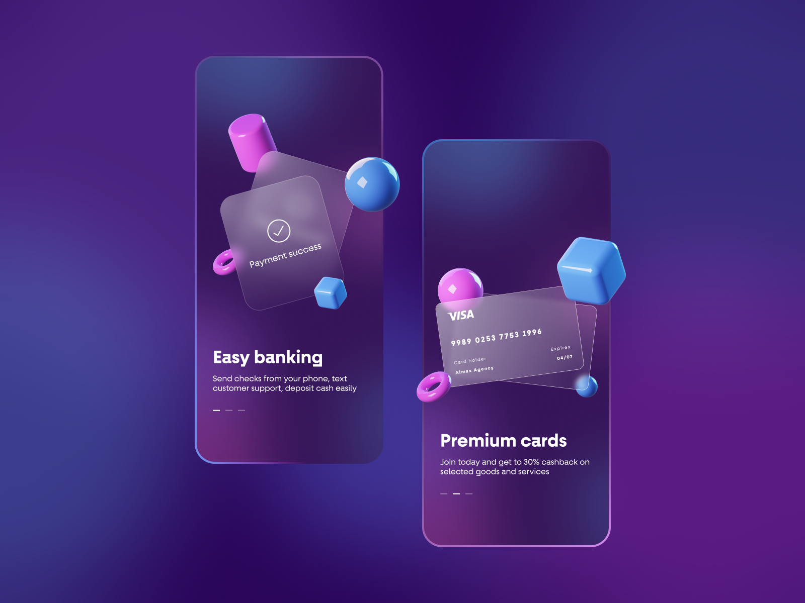 Pacific - Glassmorphism Banking Application (UI Concept) by ALMAX Design Agency on Dribbble