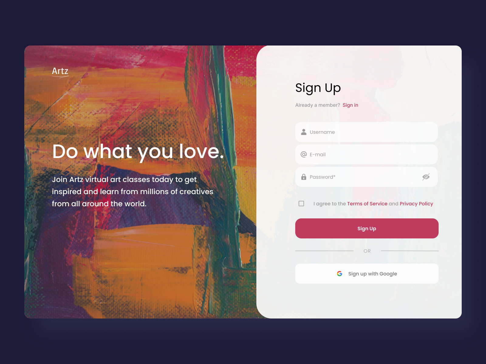 Sign Up Form | Daily UI #001 by Dagiku on Dribbble