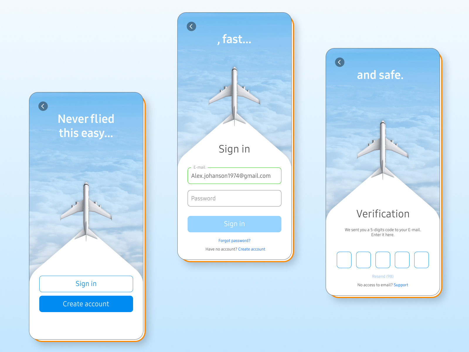 Flight booking app - sign in flow by Mohamad Ahmadi on Dribbble