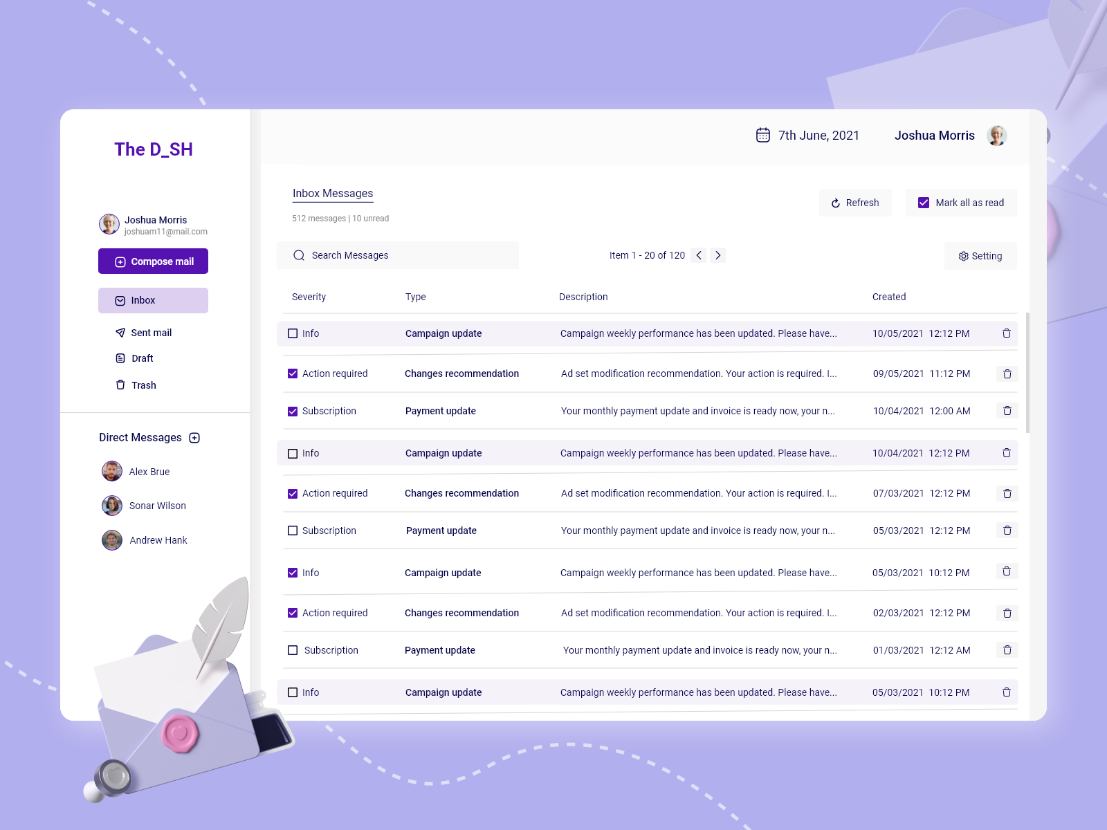 Dribbble - Mail Inbox page UI design.png by Jarin Tasnim