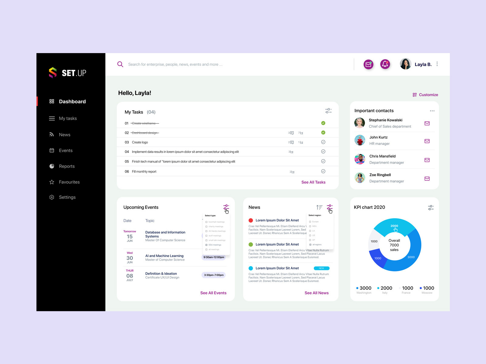SET.UP dashboard by Denis Pavlovic on Dribbble