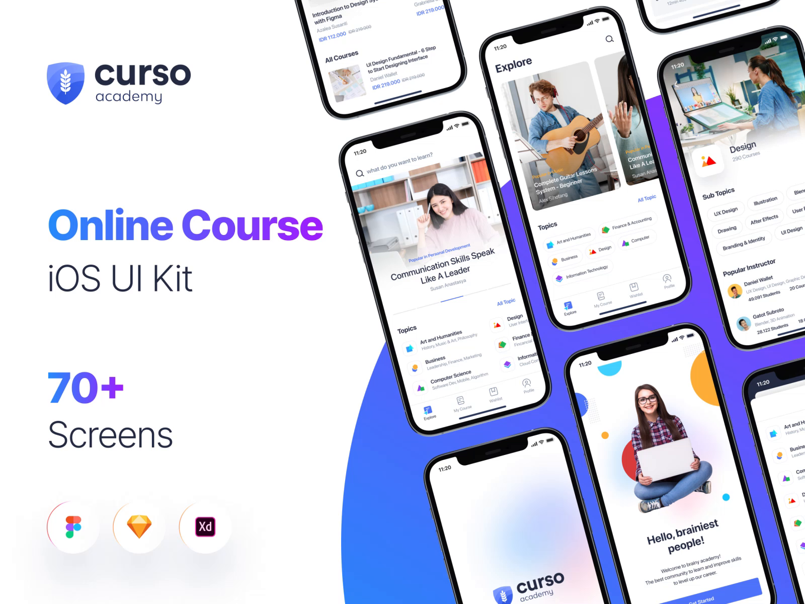 Curso Online Course UI Kit by Sans Design for Sans Brothers on Dribbble