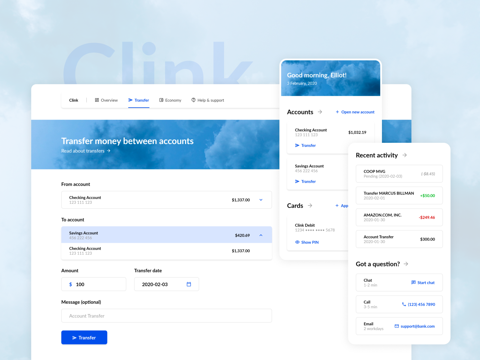 Clink — Banking Website by Marcus Billman on Dribbble