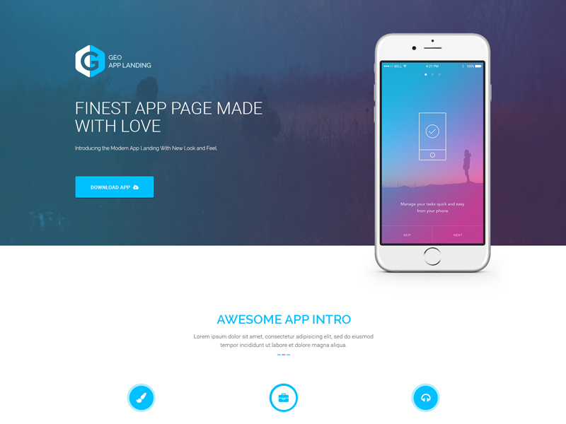 GEO Plus App Landing Page by Code Passenger on Dribbble