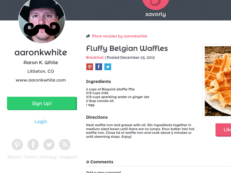 Profile Page by Aaron K. White on Dribbble