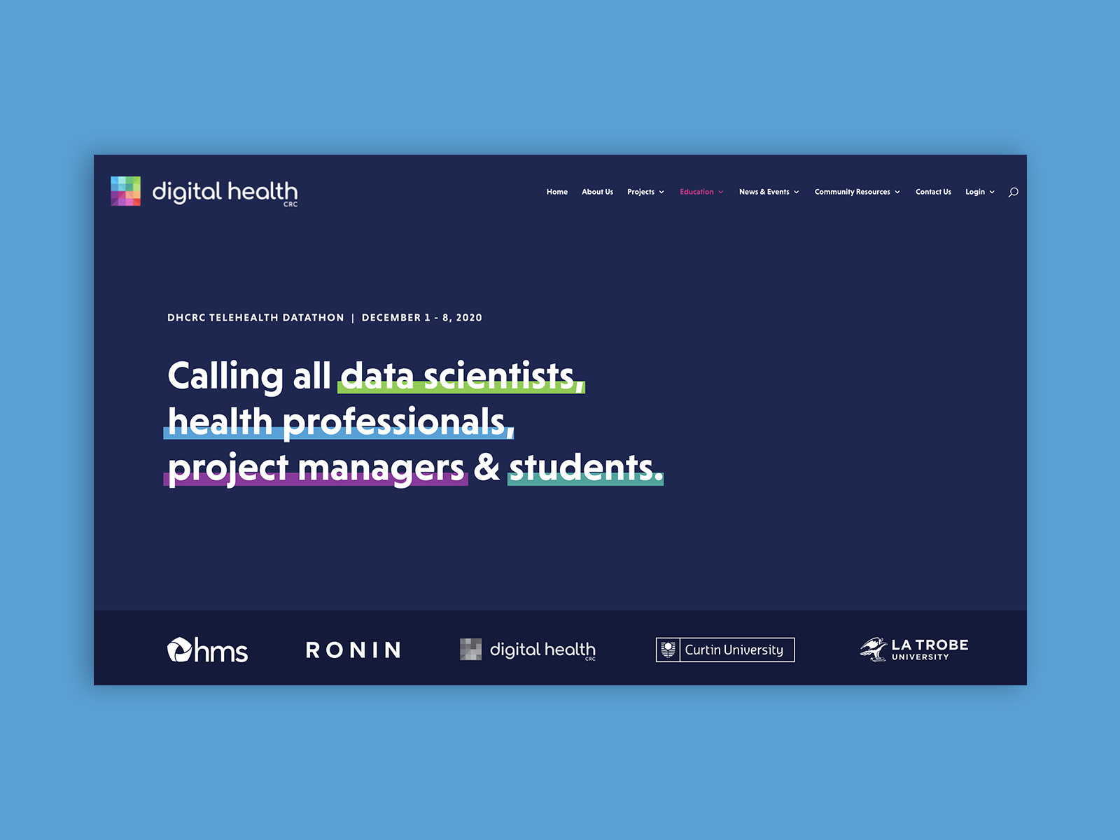 DHCRC Datathon Landing Page by Liz Bryson on Dribbble