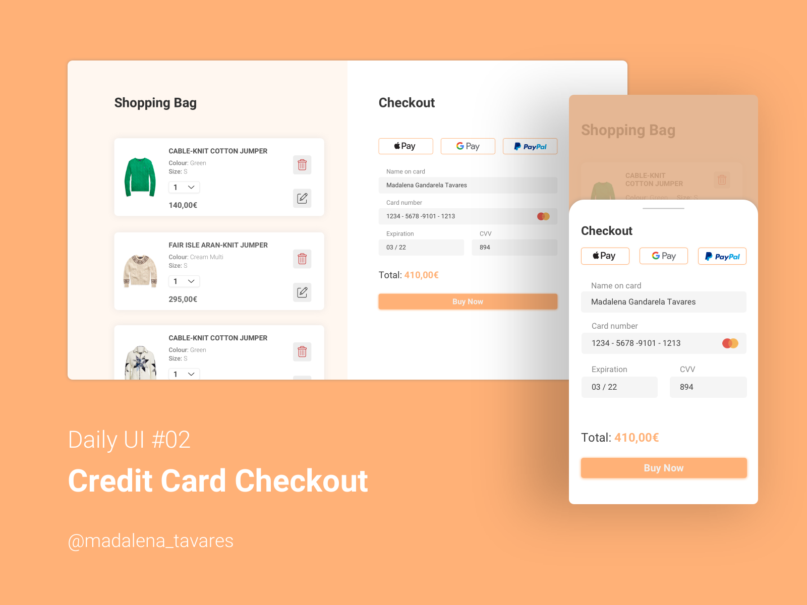 Credit Card Checkout by Madalena Tavares on Dribbble