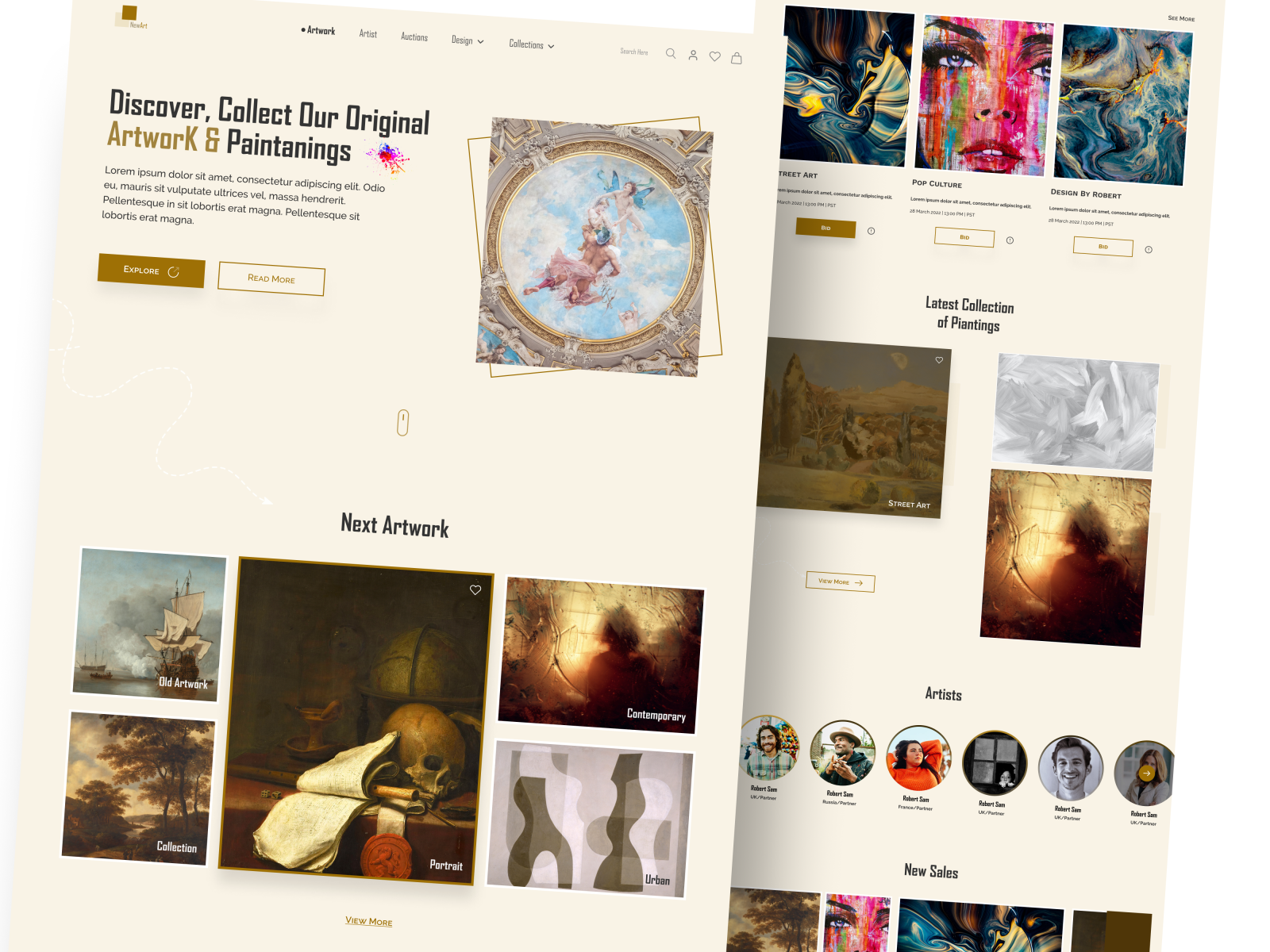 Painting & Artwork Website Landing Page Design by Husnain Jaleel on ...