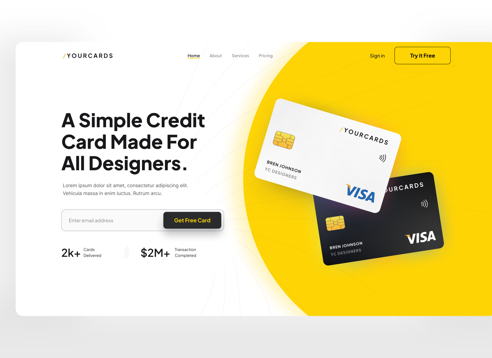 Card Website Hero Section by Husnain Jaleel on Dribbble