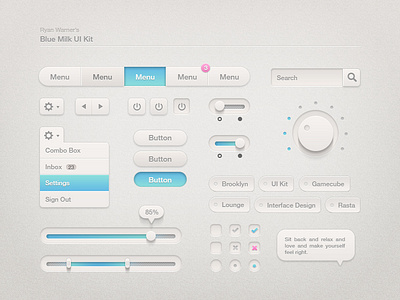 Blue Milk UI Kit (Updated) by Ryan Warner on Dribbble