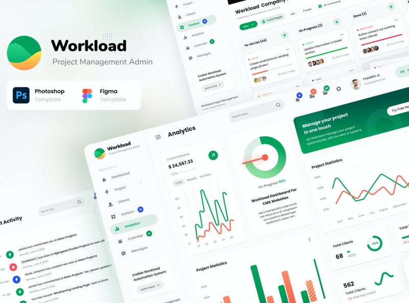 Workload - Project Management Admin Dashboard UI by Data Designs on ...