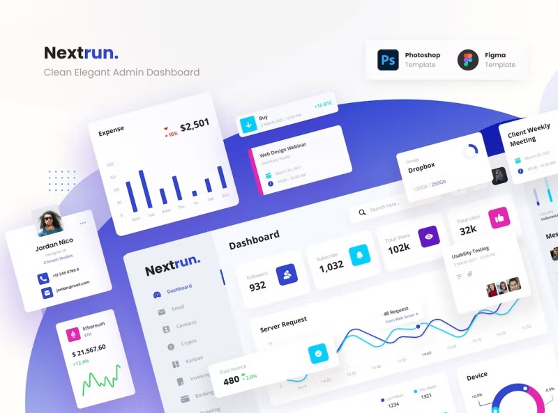 Nextrun - Neat Clean and Elegant Admin Dashboard by InfoGraphix on Dribbble